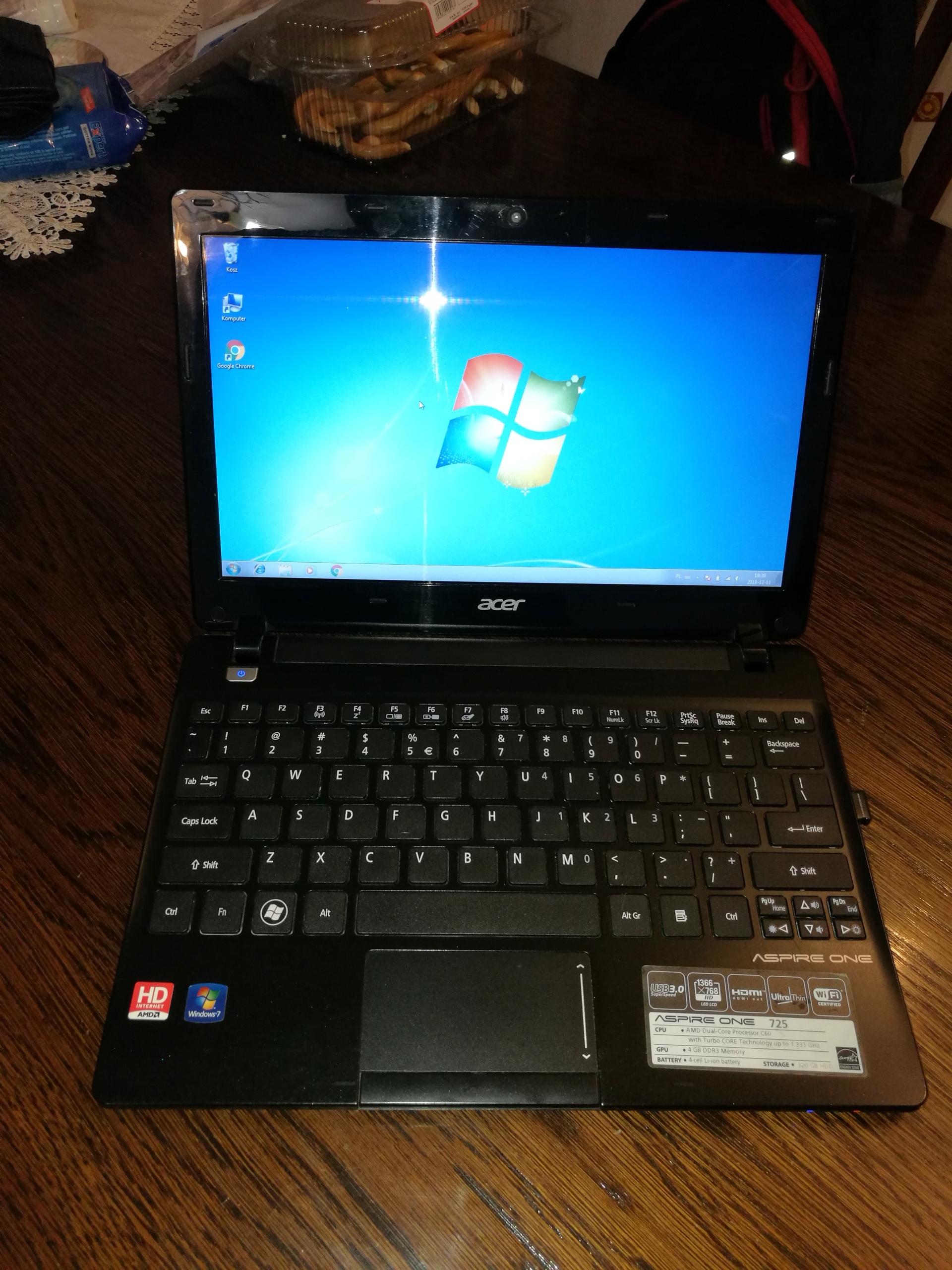 Notebook Acer Aspire One 725 - C62kk 4GB RAM, 320 - 7721425022 ...