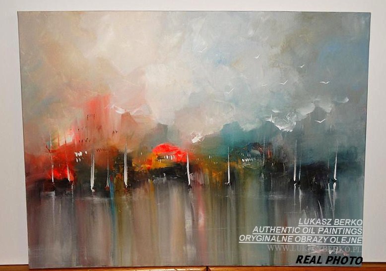 BERKO NOWOCZESNE OBRAZY OLEJNE ABSTRAKCJA 80x60 ! - 7084018020 ...