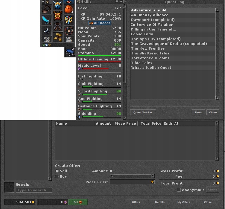 Tibia Celesta Knight 177 lvl z eQ + 20 lvl Paladin - 7689914464 ...