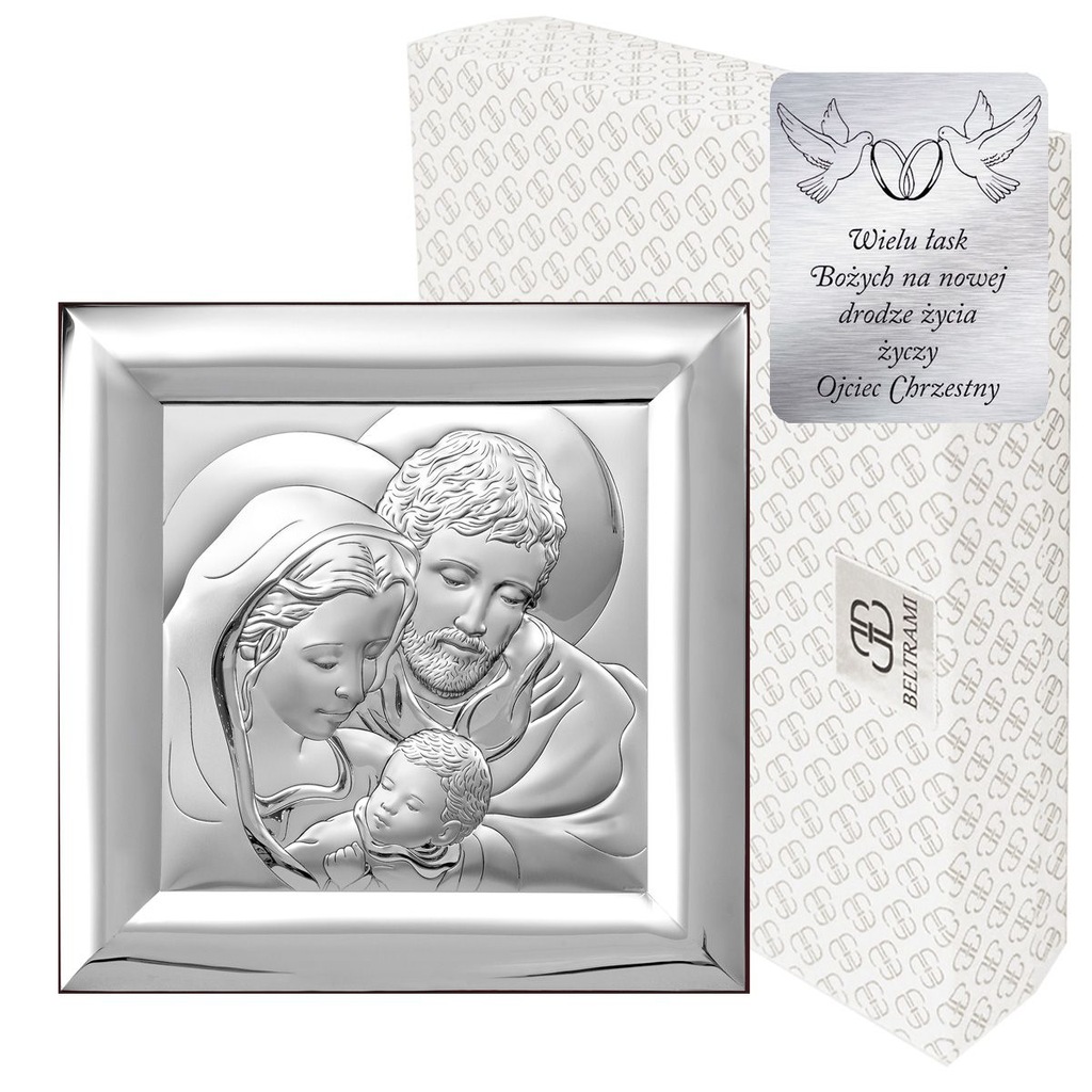Obraz srebrny Święta Rodzina Prezent Ślub GRAWER - 6777872797 - oficjalne archiwum Allegro