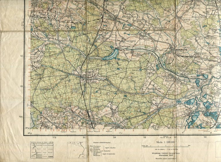 OŚWIĘCIM BIERUŃ TYCHY :: mapa wojskowa WIG 1933 - 7181725824 ...